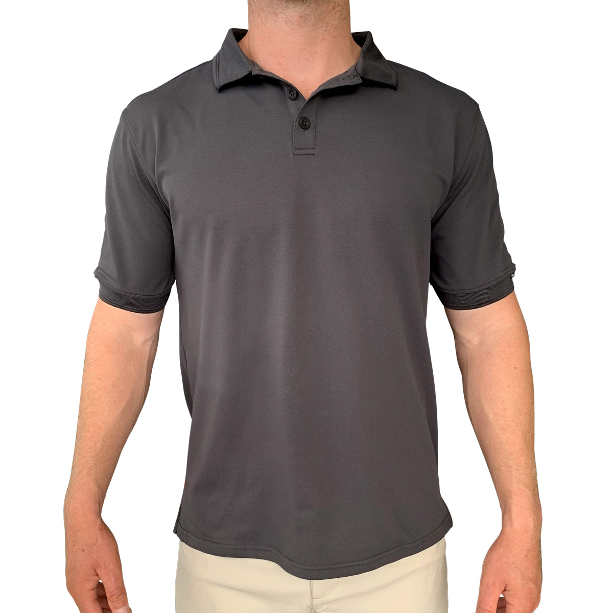 Men's Antibes Short Sleeve Tech Polo - Charcoal | Vaikobi
