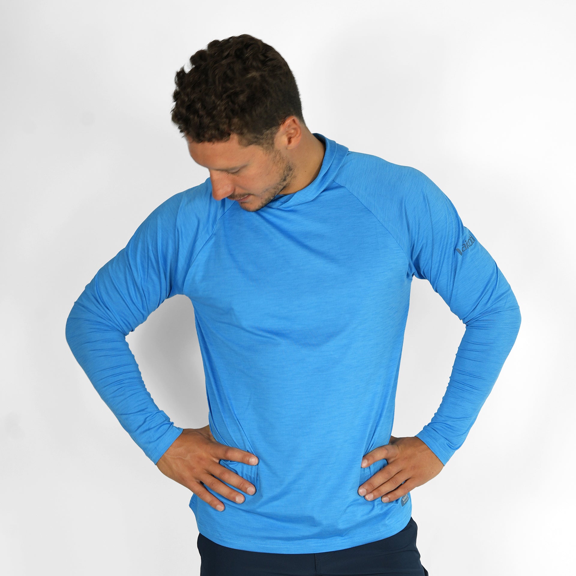 UV Ocean Tech Long Sleeve Hooded Top - Cyan | Vaikobi