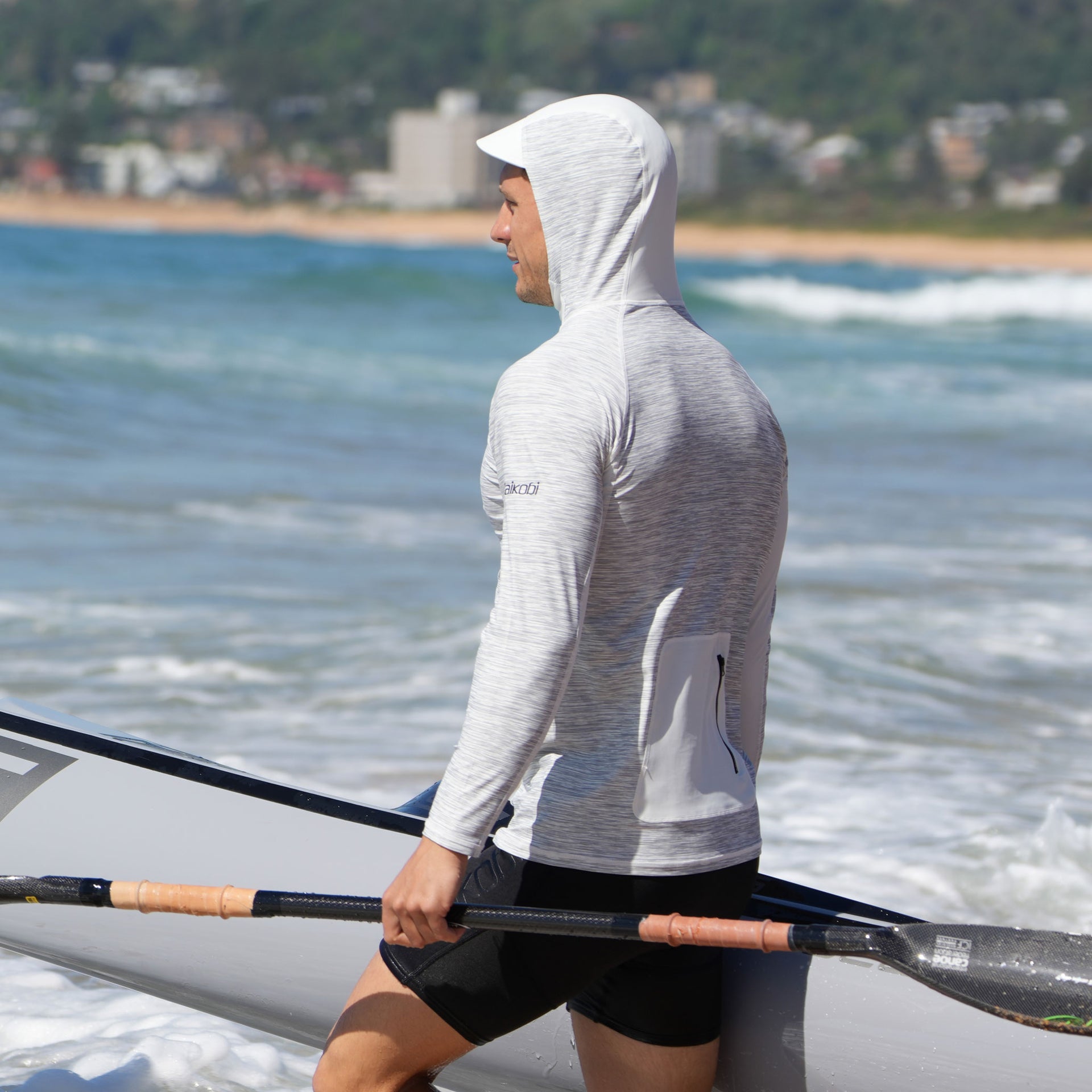 Hooded UV Long Sleeve Rash Top - Silver | Vaikobi